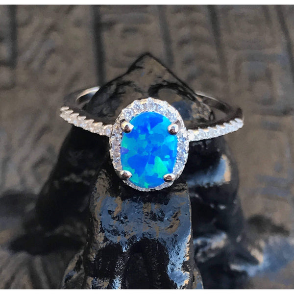 Blue opal diamond ring store